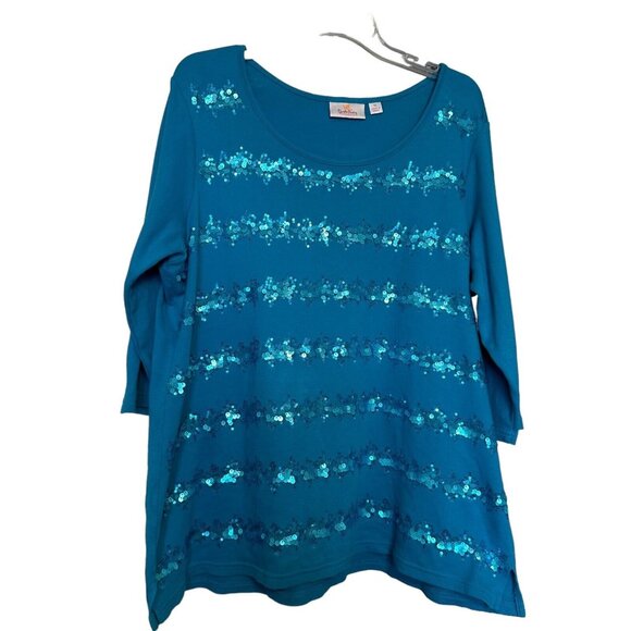Quacker Factory | Tops | Quacker Factory Tunic Top Turquoise Blue Xl ...